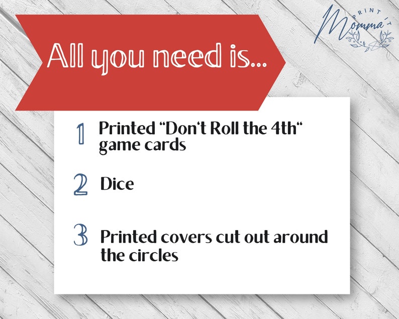 4th of July Dice Game Printable | Don't Roll the 4th Family Board Game ...