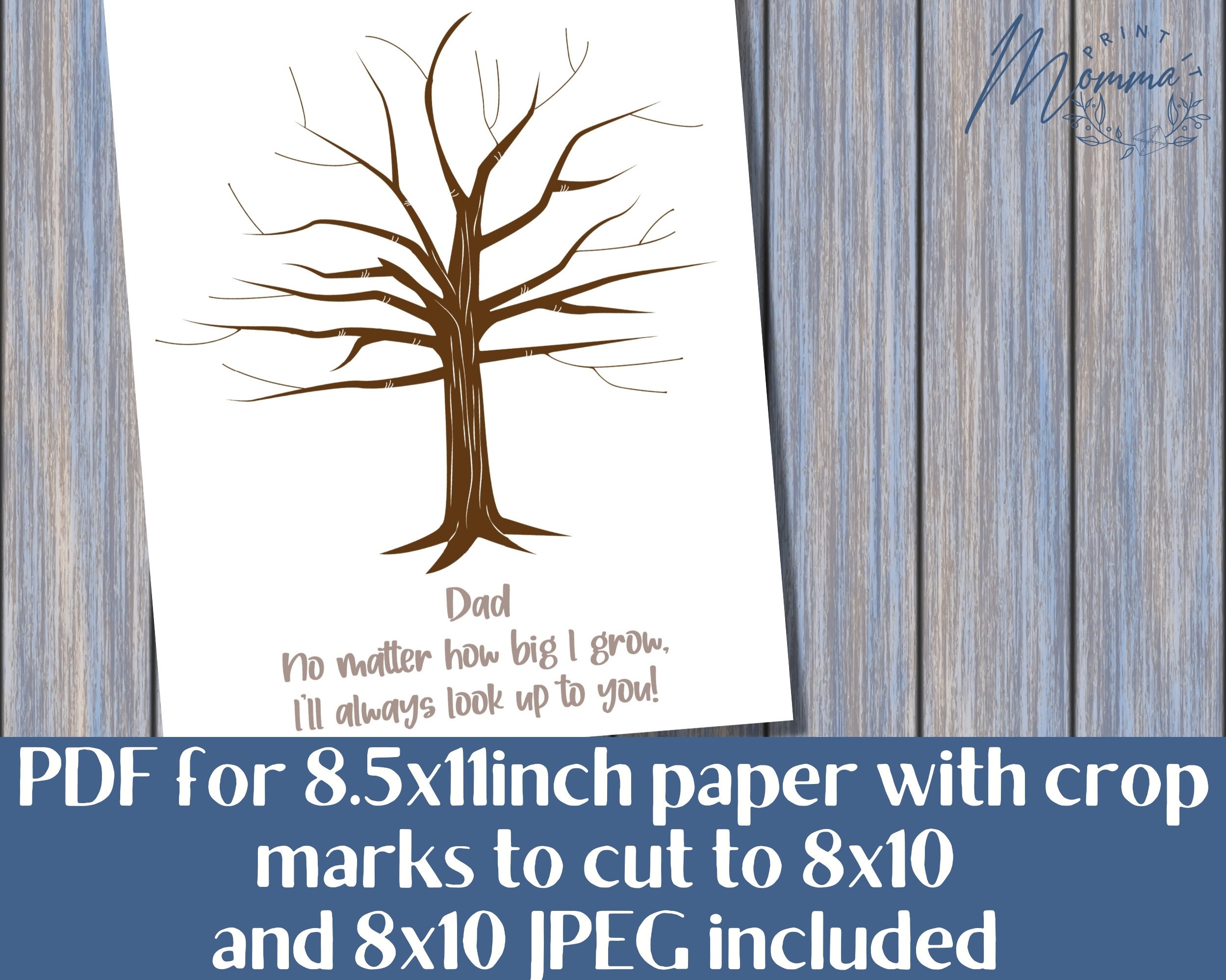 Father's Day Gift From Kids Printable Tree Fingerprint or Handprint ...