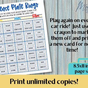 License Plate Bingo Car Game Printable | Bingo Travel Activity Digital ...