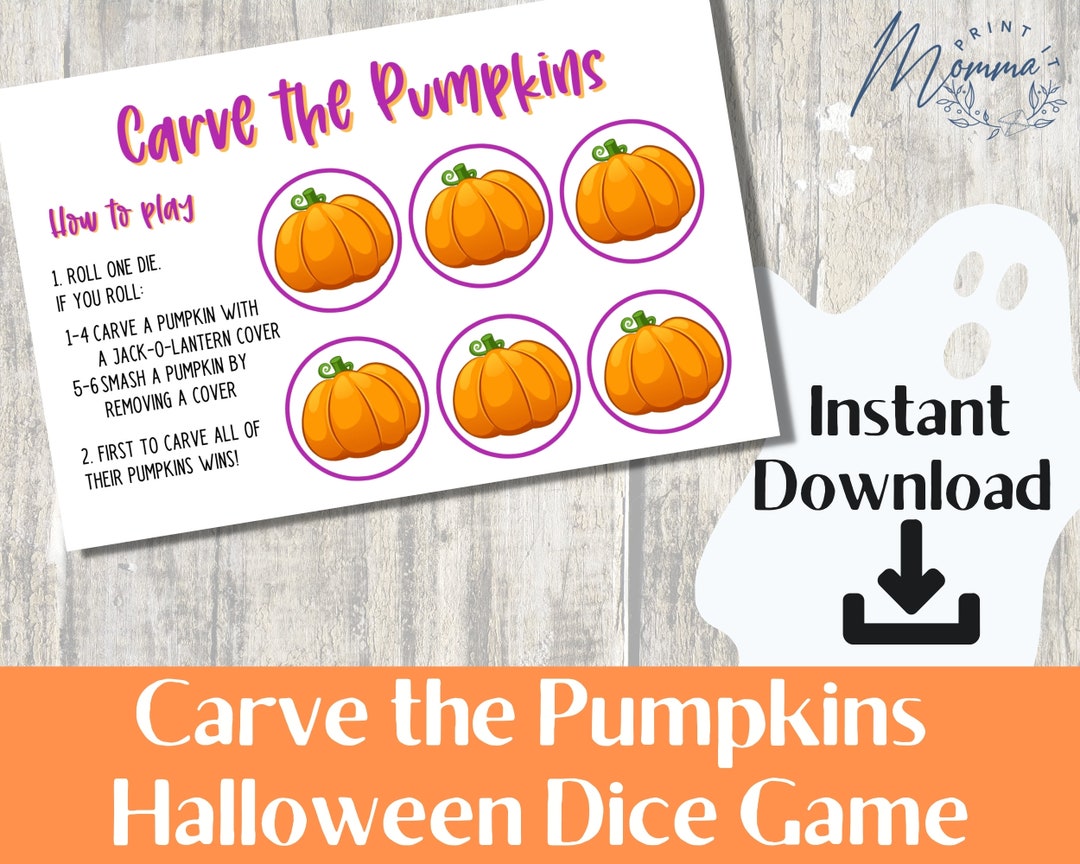 Halloween Dice Game Printable | Carve the Pumpkins Family Board Game ...