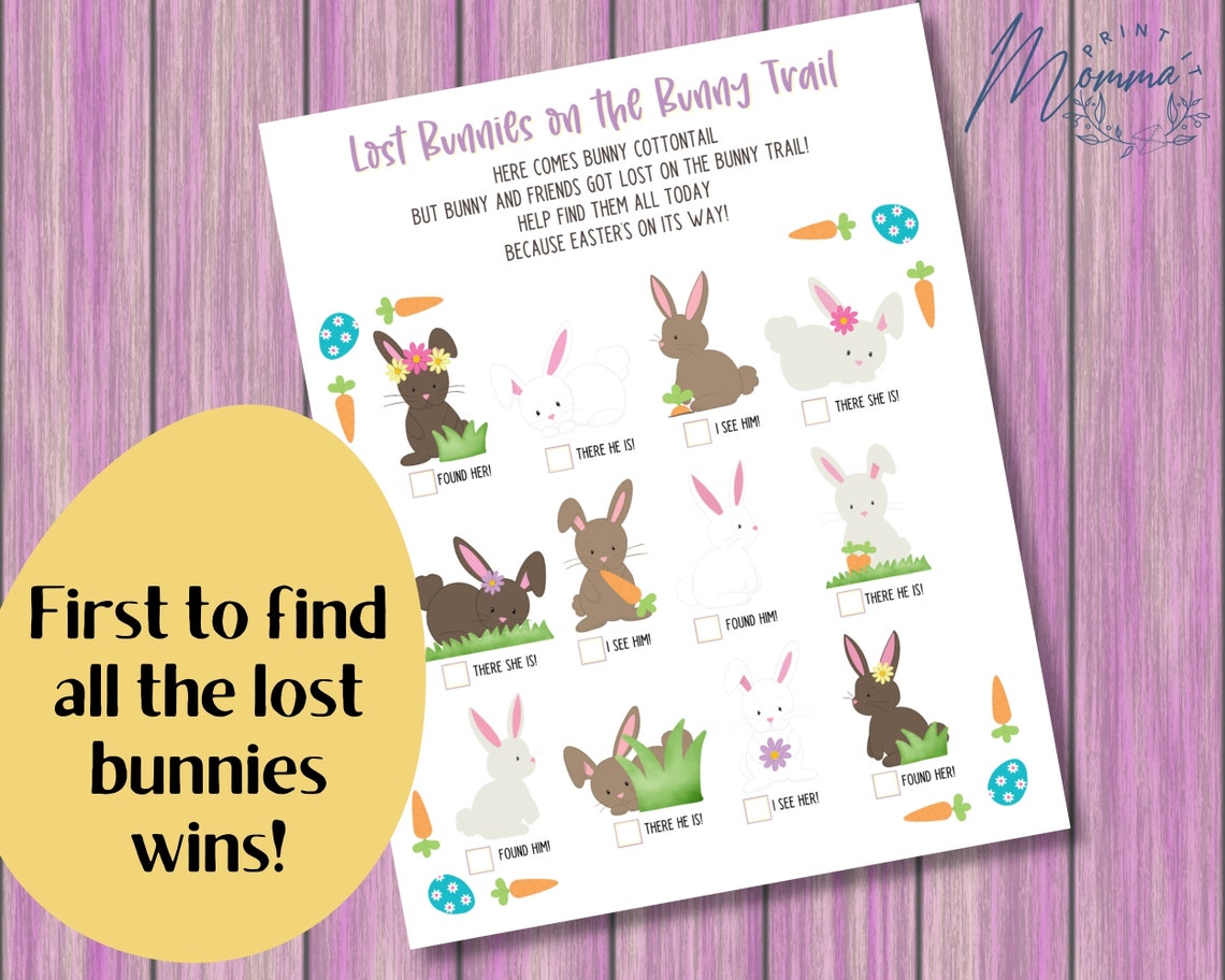 Easter Scavenger Hunt Lost Bunnies on the Bunny Trail Printable ...