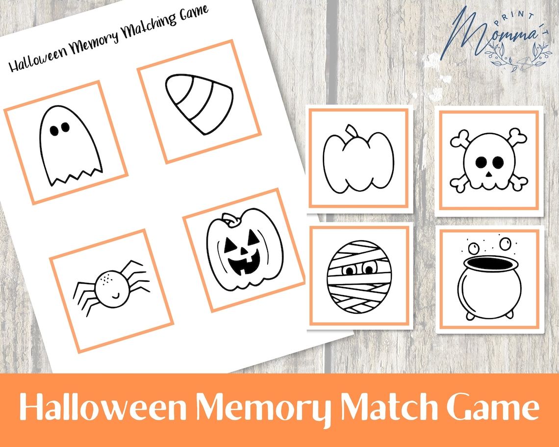 Halloween Memory Matching Game Printable Halloween Kids Concentration ...