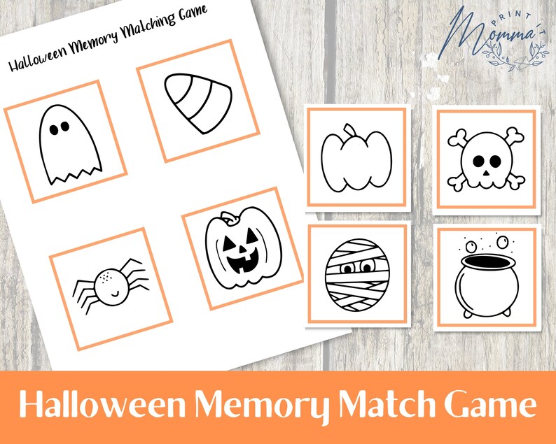 Halloween Memory Matching Game Printable | Halloween Kids Concentration ...