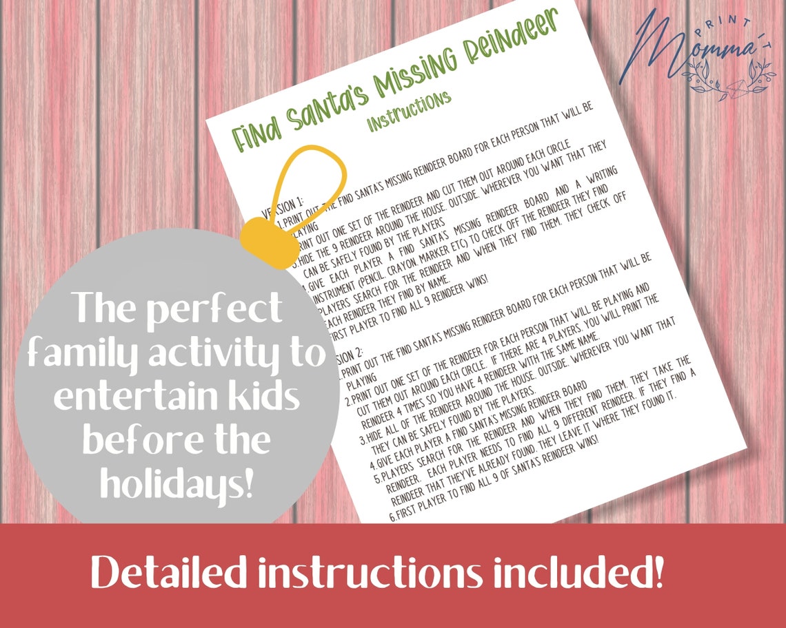 Find Santa's Missing Reindeer Game Printable Reindeer - Etsy