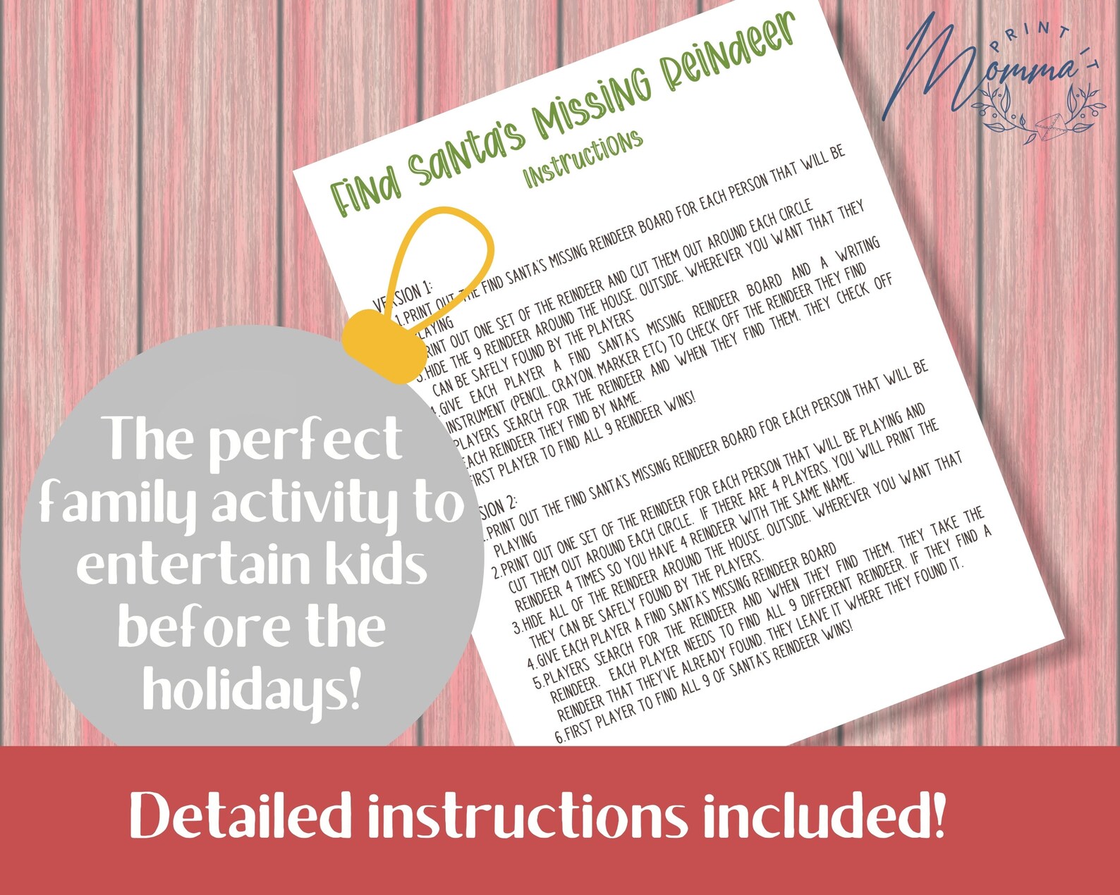 Find Santa's Missing Reindeer Game Printable | Reindeer Scavenger Hunt ...