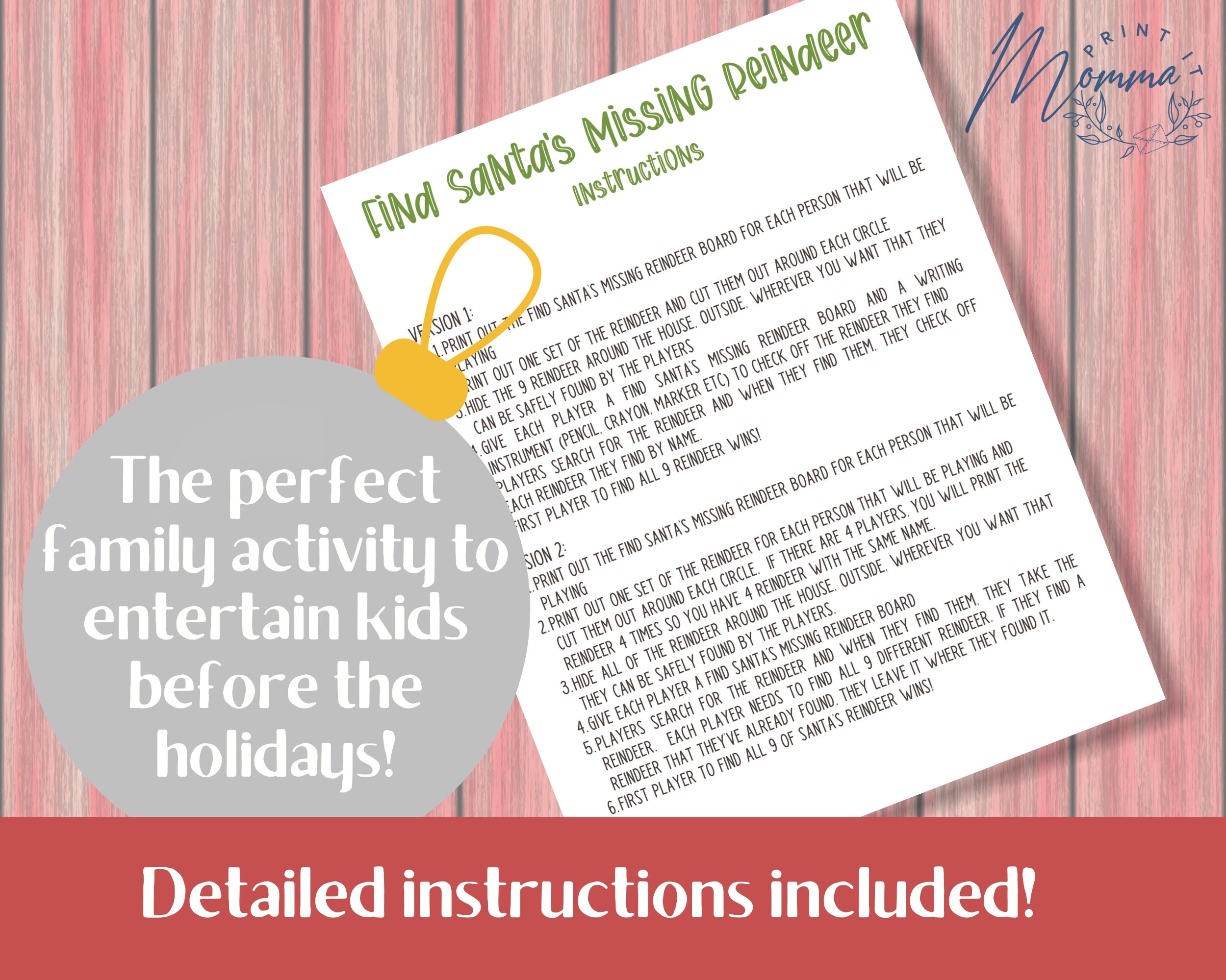 Find Santa's Missing Reindeer Game Printable | Reindeer Scavenger Hunt ...