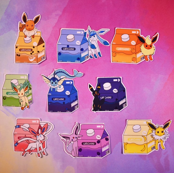 Paper & Party Supplies Stickers Eeveelution Milk Box Sticker Pack etna ...