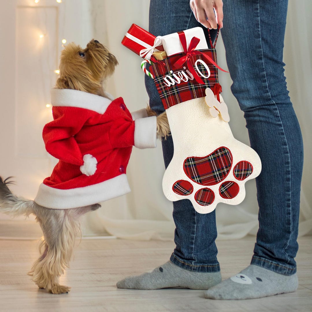 Personalized Pet Paw Christmas Stocking, Animal Paw Stocking, Pet ...