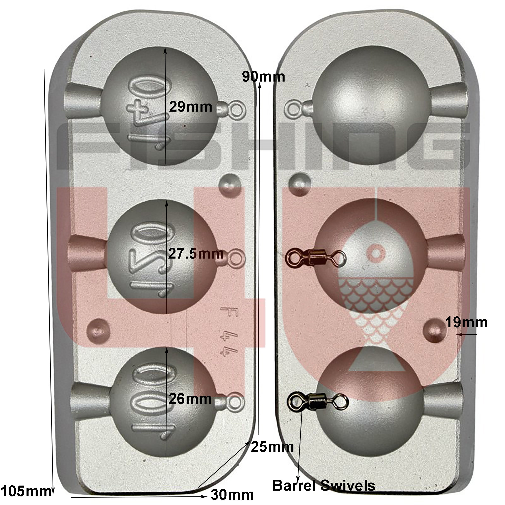 Cannon Ball Lead Mold 100-120-140g Shore Fishing Boat Fishing Carp ...