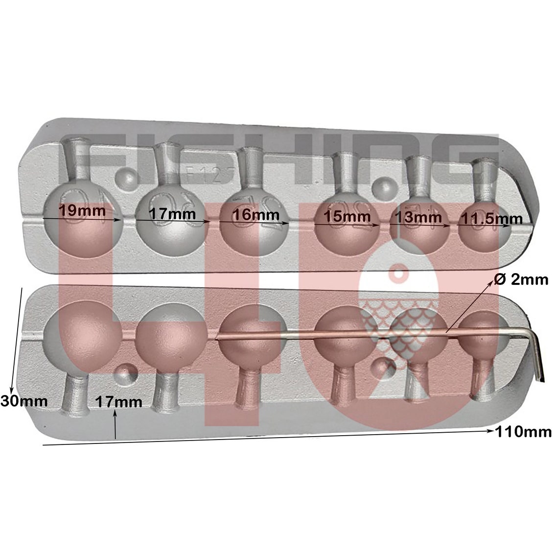 Cannon Ball Sinker Fishing Lead Mould 10-15-20-25-30-40g Lead Mold ...