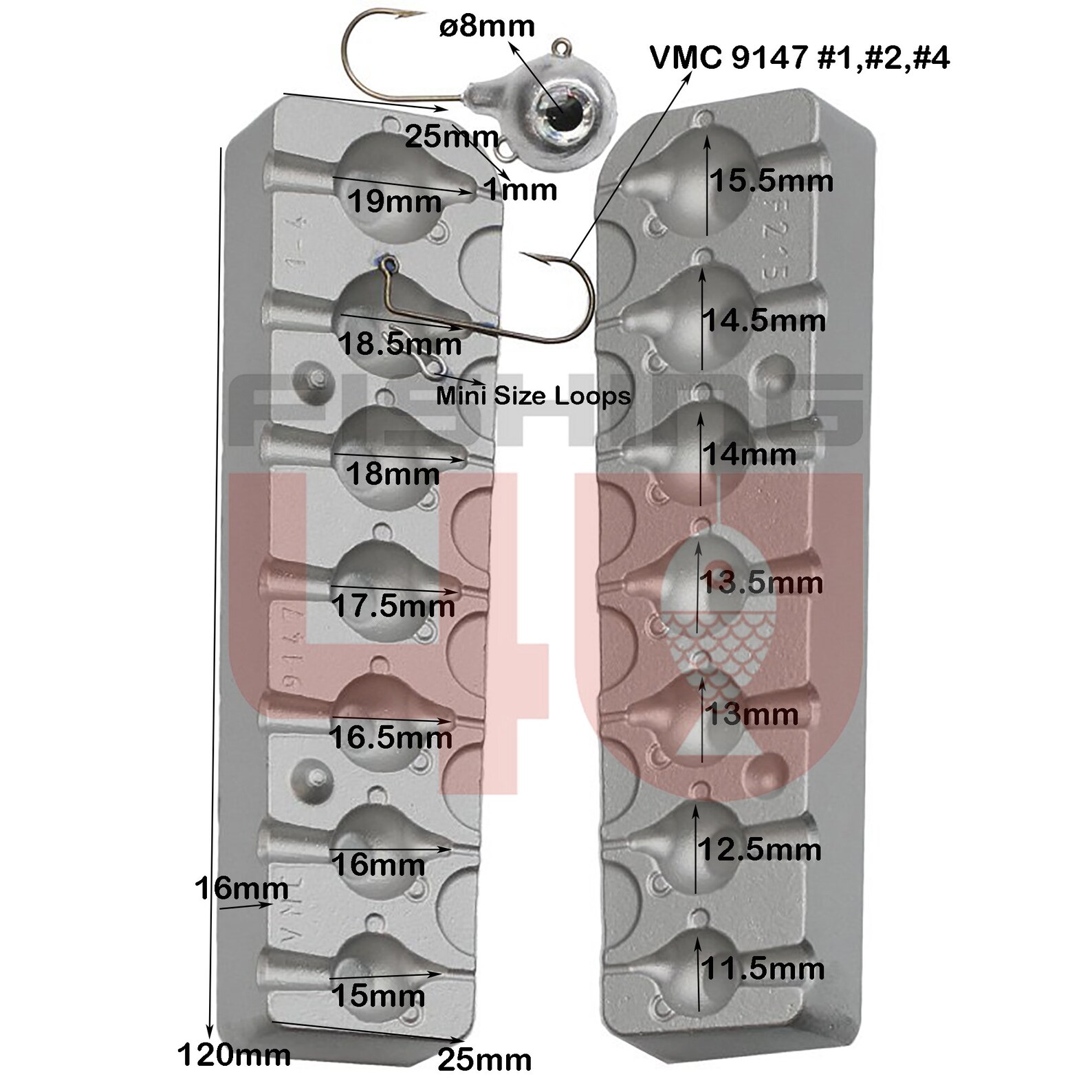 Fireball Jig Mold: 8-20g Fishing Jig, Aluminum - Etsy Canada
