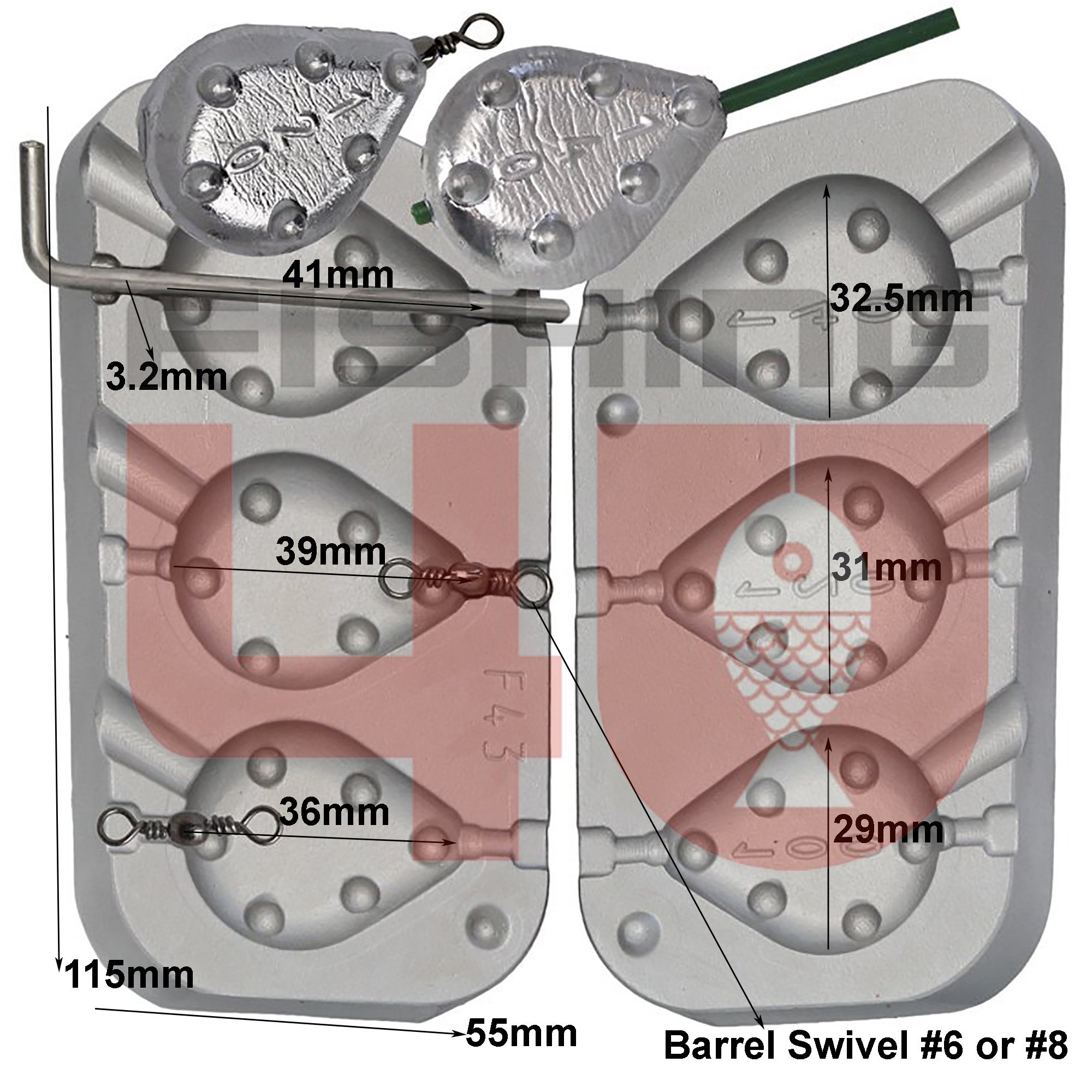 Grip Flat 2 IN 1 Fishing Lead Mold 100-120-140g Carp /flat Fish/ Sea ...
