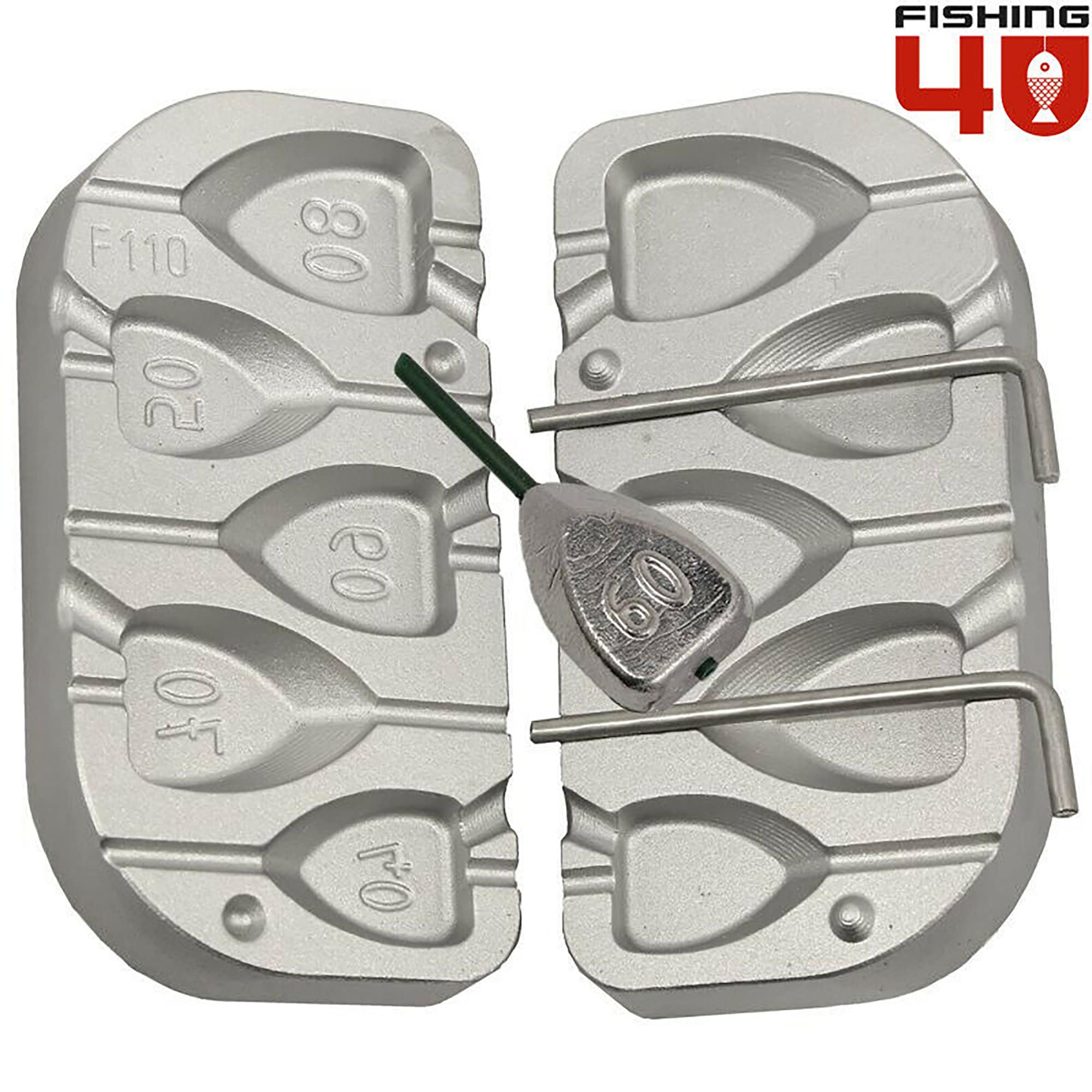 Flat Pear In-liner Fishing Lead Mould 40-50-60-80g Lead Mold Weights ...