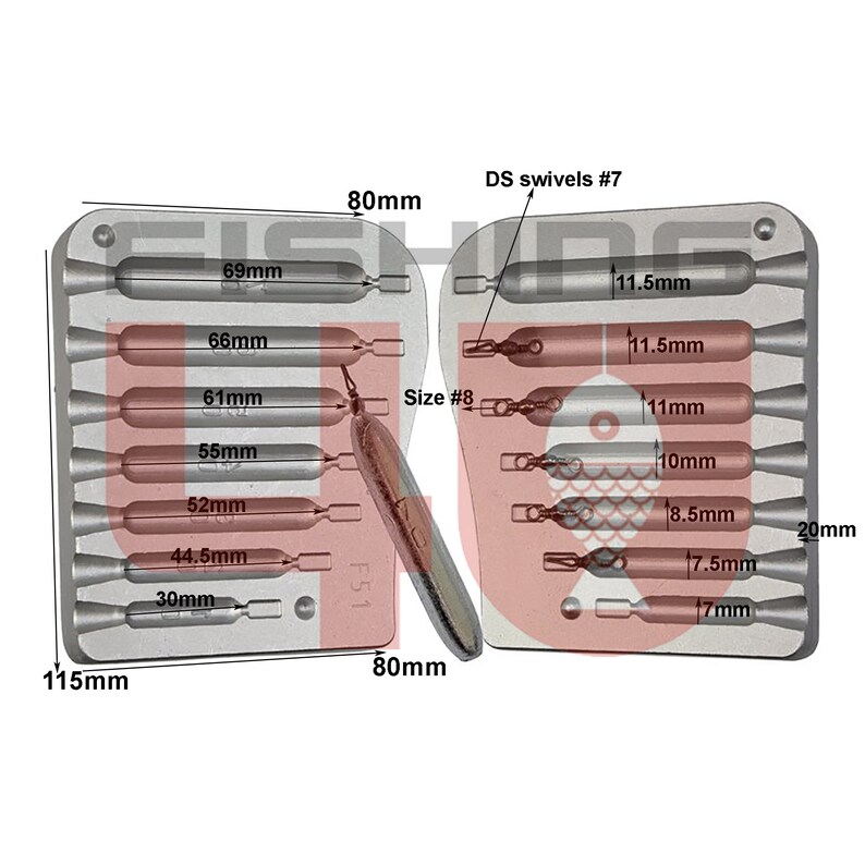 Pencil Drop Shot Lead Fishing Mold 10-20-30-40-50-60-70g Lead Mold ...