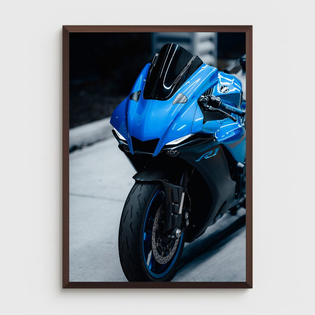 Yamaha R1 Motorcycle Poster 8k Ultra Resolution Wall Art Home Decor ...