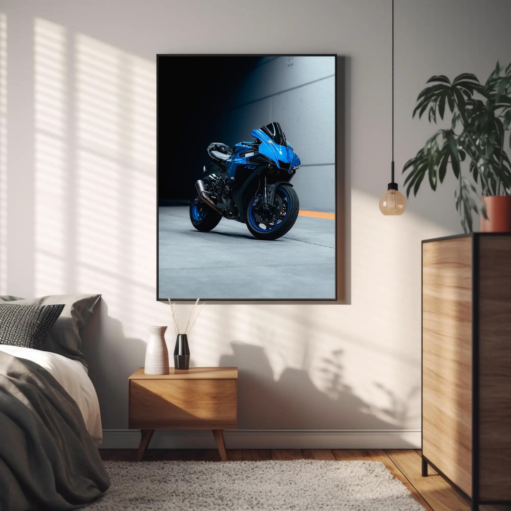 Yamaha R1 Motorcycle Poster 015 8k Ultra Resolution Wall Art Home Decor ...