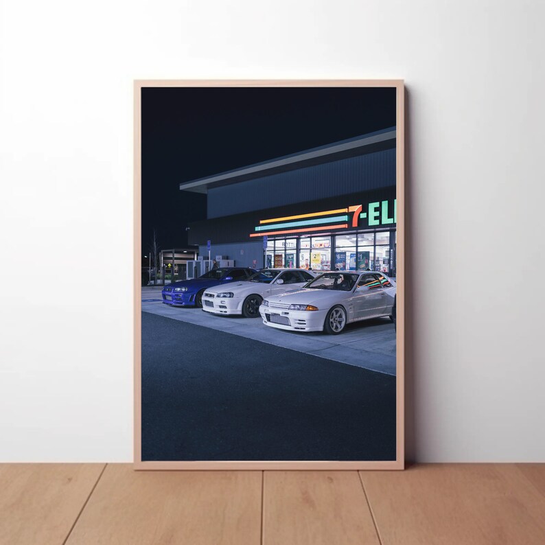 Nissan Gtr's at 7-eleven R34 R33 and R32 JDM Satin Poster - High ...