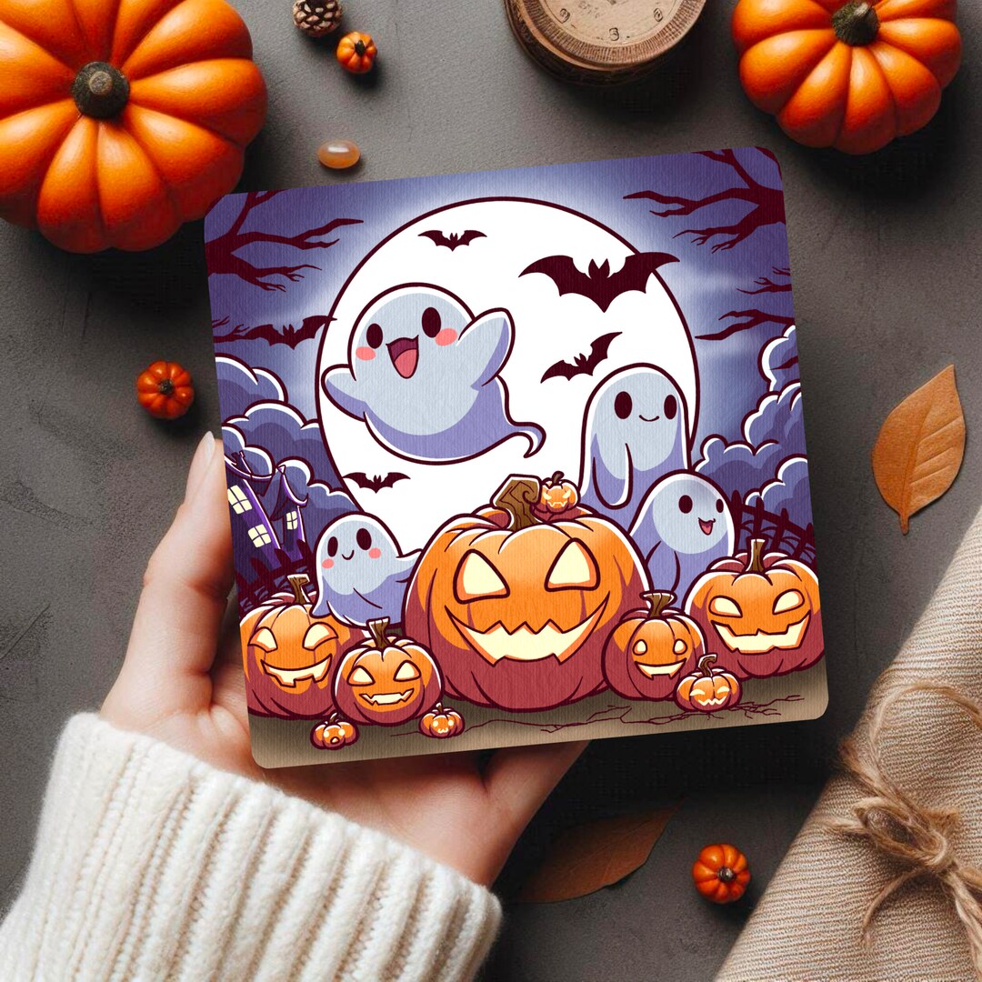Spooky Halloween Card Cute Ghost Halloween Card Halloween Greeting Card ...