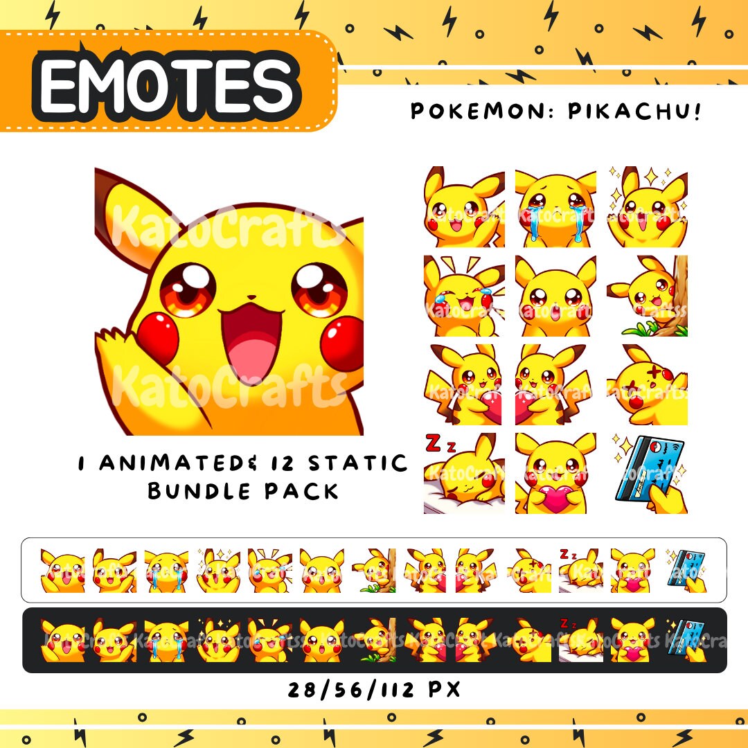 Cute Pikachu Emotes, Animated Emotes, Static Emotes, Twitch Emotes ...