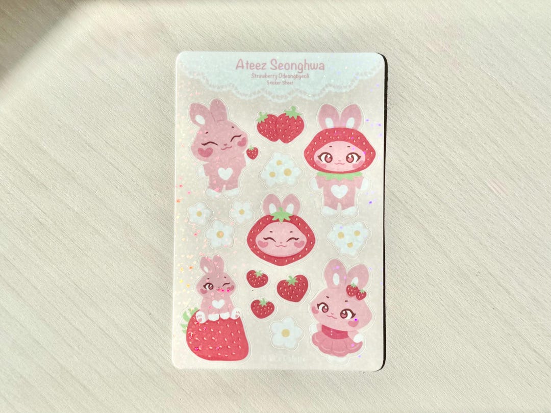 ATEEZ Seonghwa Aniteez Strawberry Ddeongbyeoli Sticker Sheet - Etsy