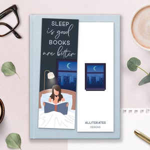Sleep is Good Books Are Better Double Sided Bookmark - Etsy