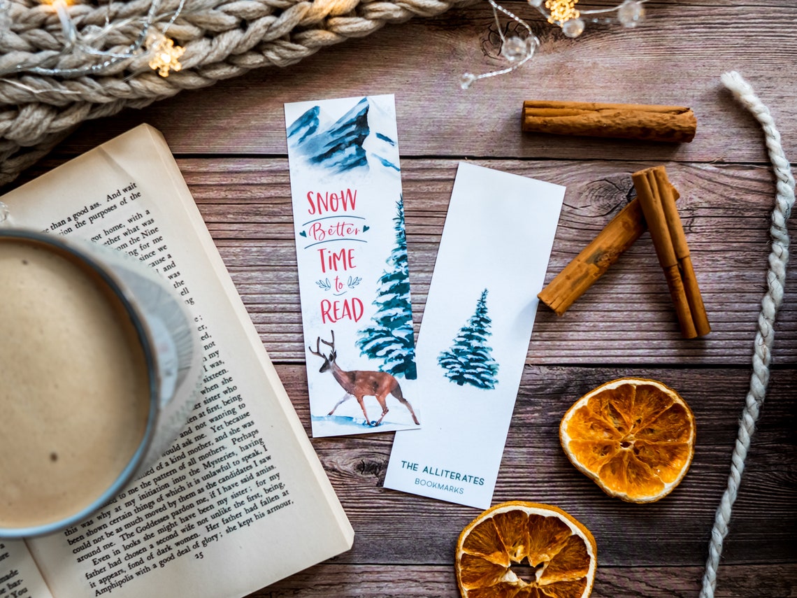 Snow Better Time to Read Watercolor Bookmark Winter | Etsy