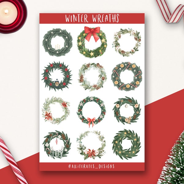Wreath Sticker - Etsy