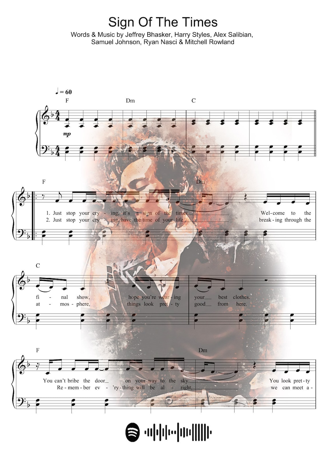 Song & Artist Inspired Sheet Music Wall Art - A4 - Etsy UK