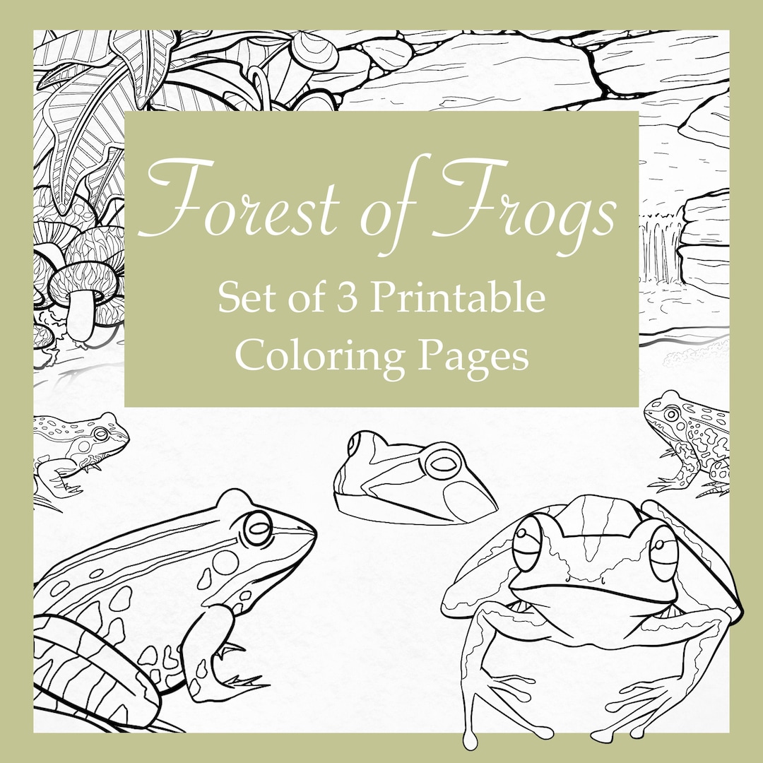 Forest of Frogs Set of Adult Coloring Pages | Instant Download | Print ...