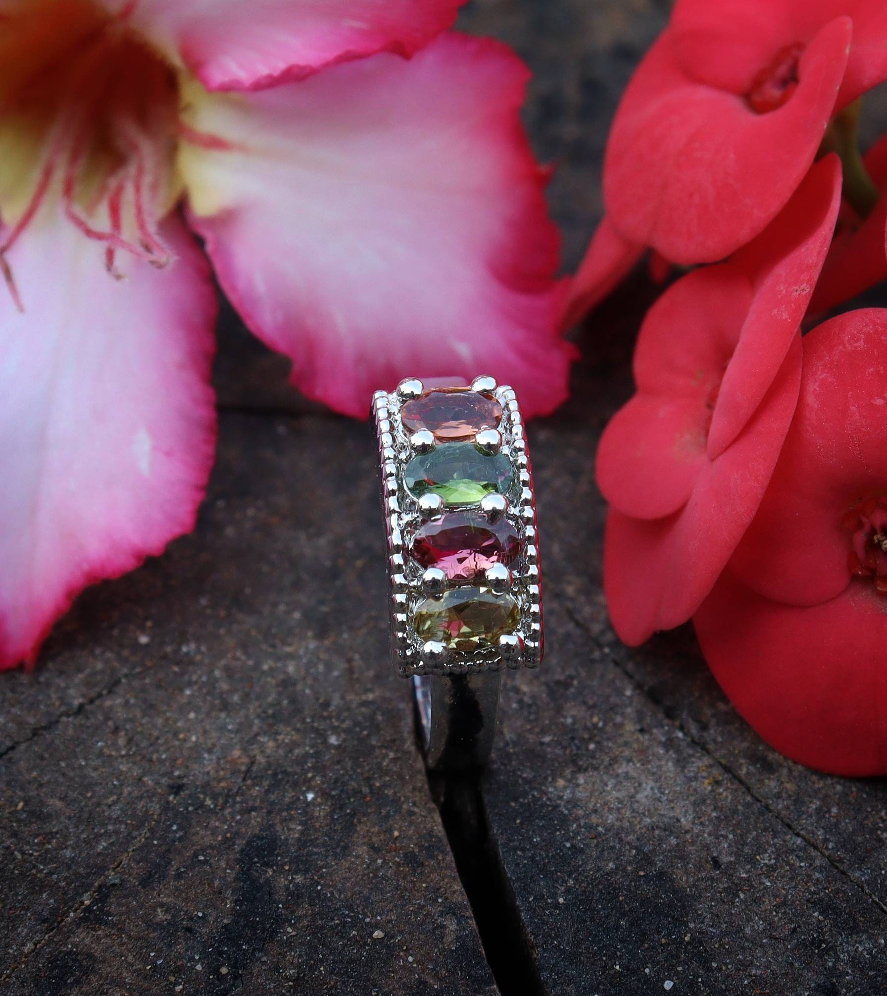 Natural multi colour tourmaline ring hand-made ringbeautiful | Etsy