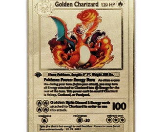 Gold Charizard Card - Etsy