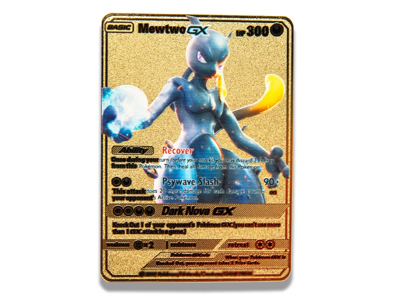 GOLD Shadow Mewtwo GX Pokemon Card METAL Custom Vmax V Rare - Etsy India