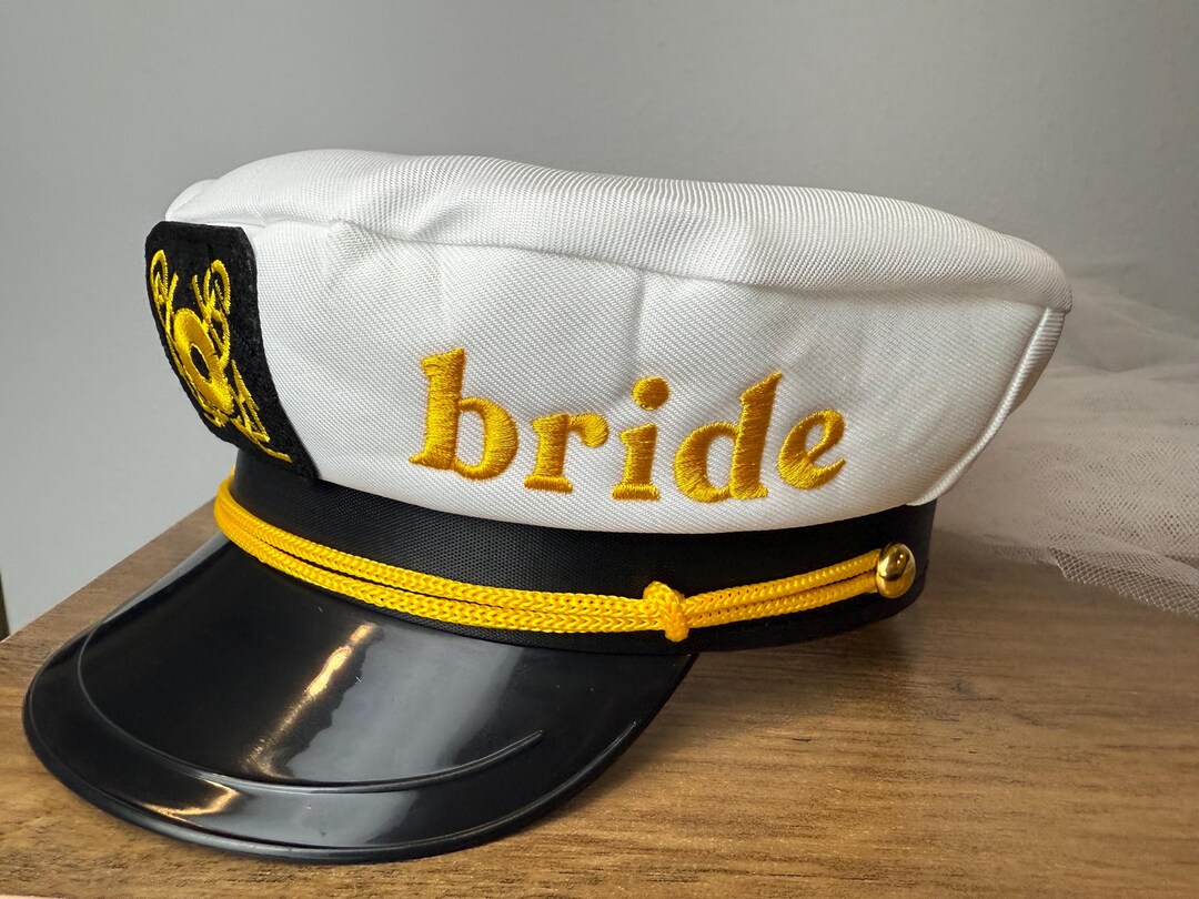 Bride Yacht Captain Hat Embroidered Navy Sailor Captain Hats for Women ...