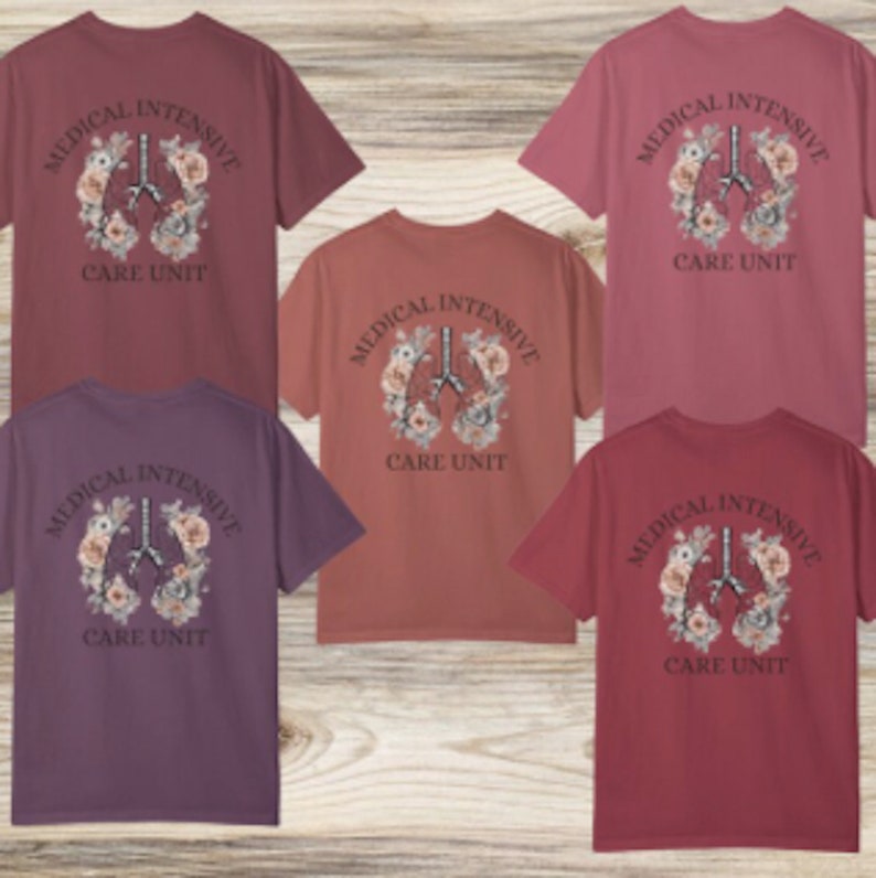 MICU NURSE Tee-shirt Aesthetic Floral Lung Tee-shirt, Medical Intensive ...