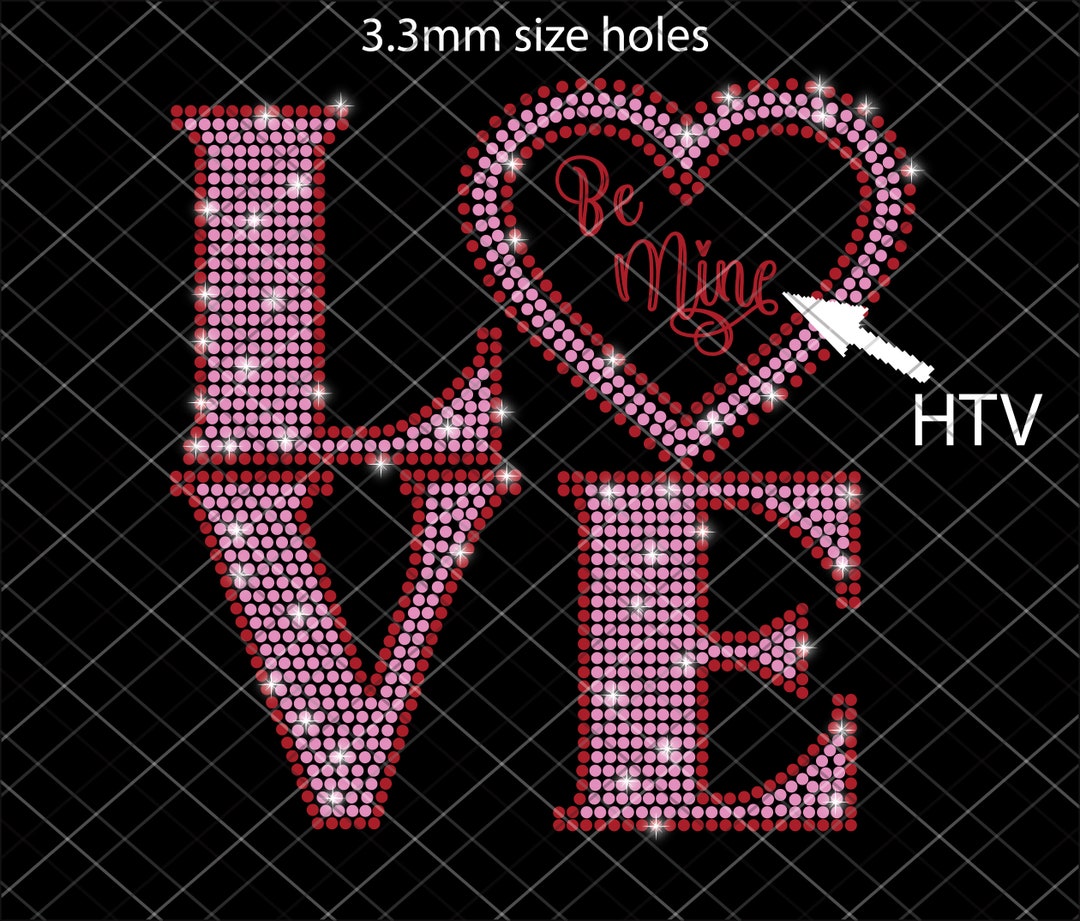 Valentine's Day Rhinestone Love SVG Multicolored Rhinestone Layers With ...