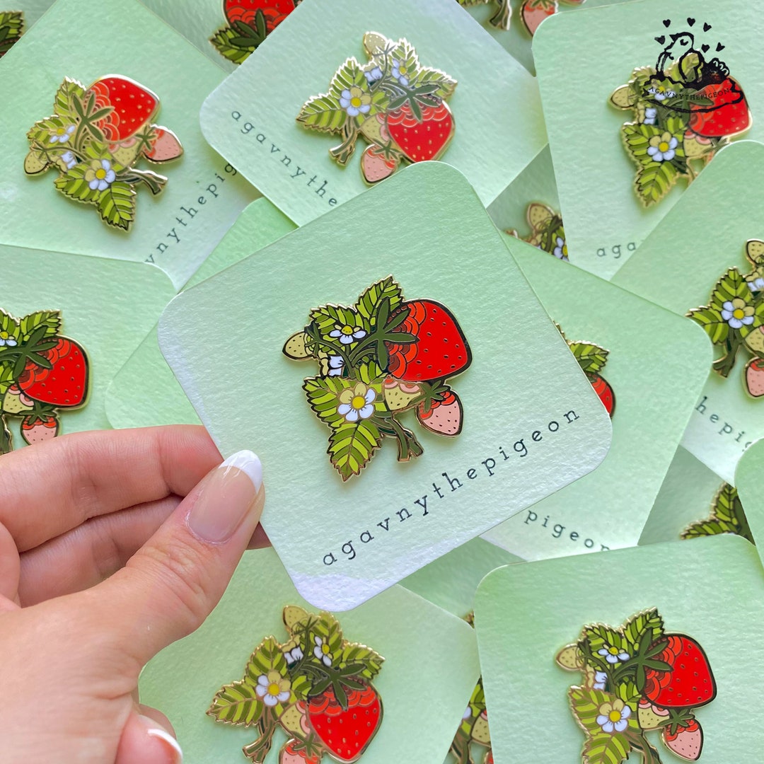 Strawberry Enamel Pin - Etsy