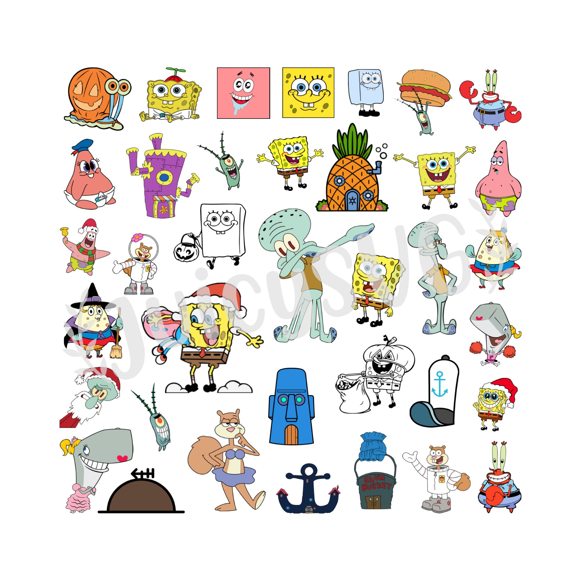 38 SpongeBob Characters Pack / Bundle Layered SVG / Cricut | Etsy