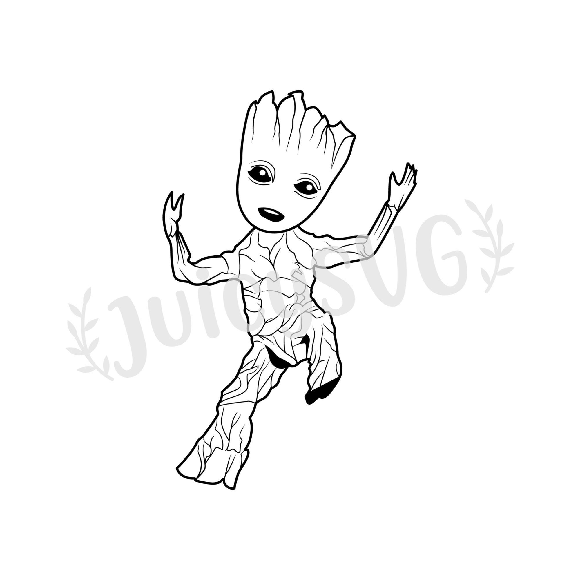 Groot Outline Silhouette Layered SVG Cricut Cut File | Etsy
