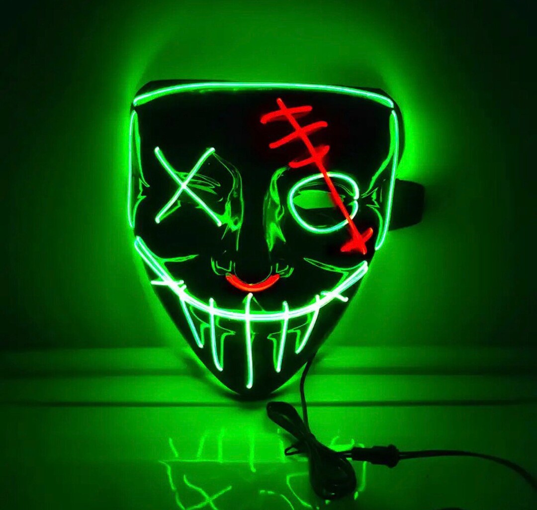 El Wire Custom Purge Mask Clown Halloween Led Light up 3 Setting - Etsy
