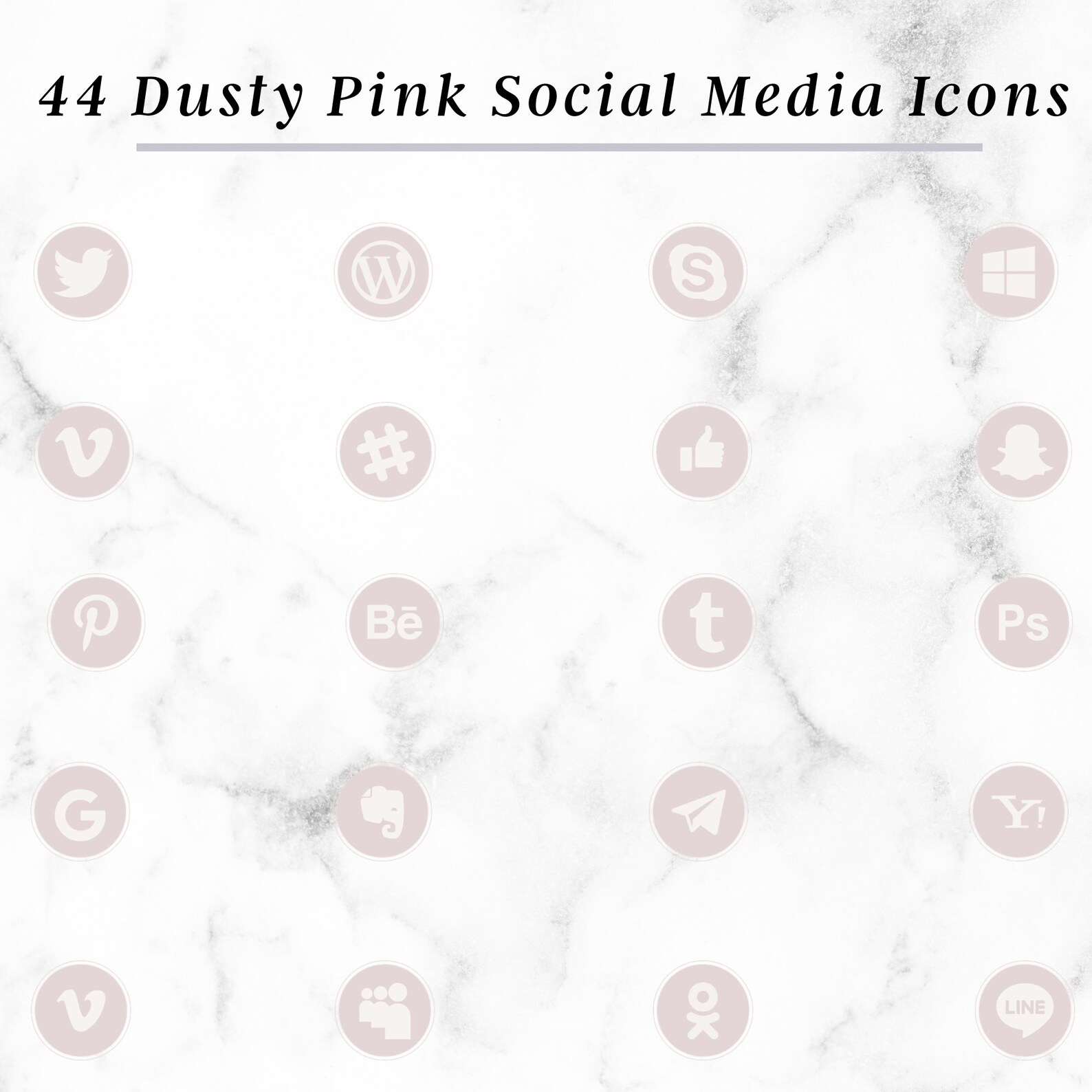 Light Pink Social Media Icons, Dusty Rose Social Media Icons - Etsy