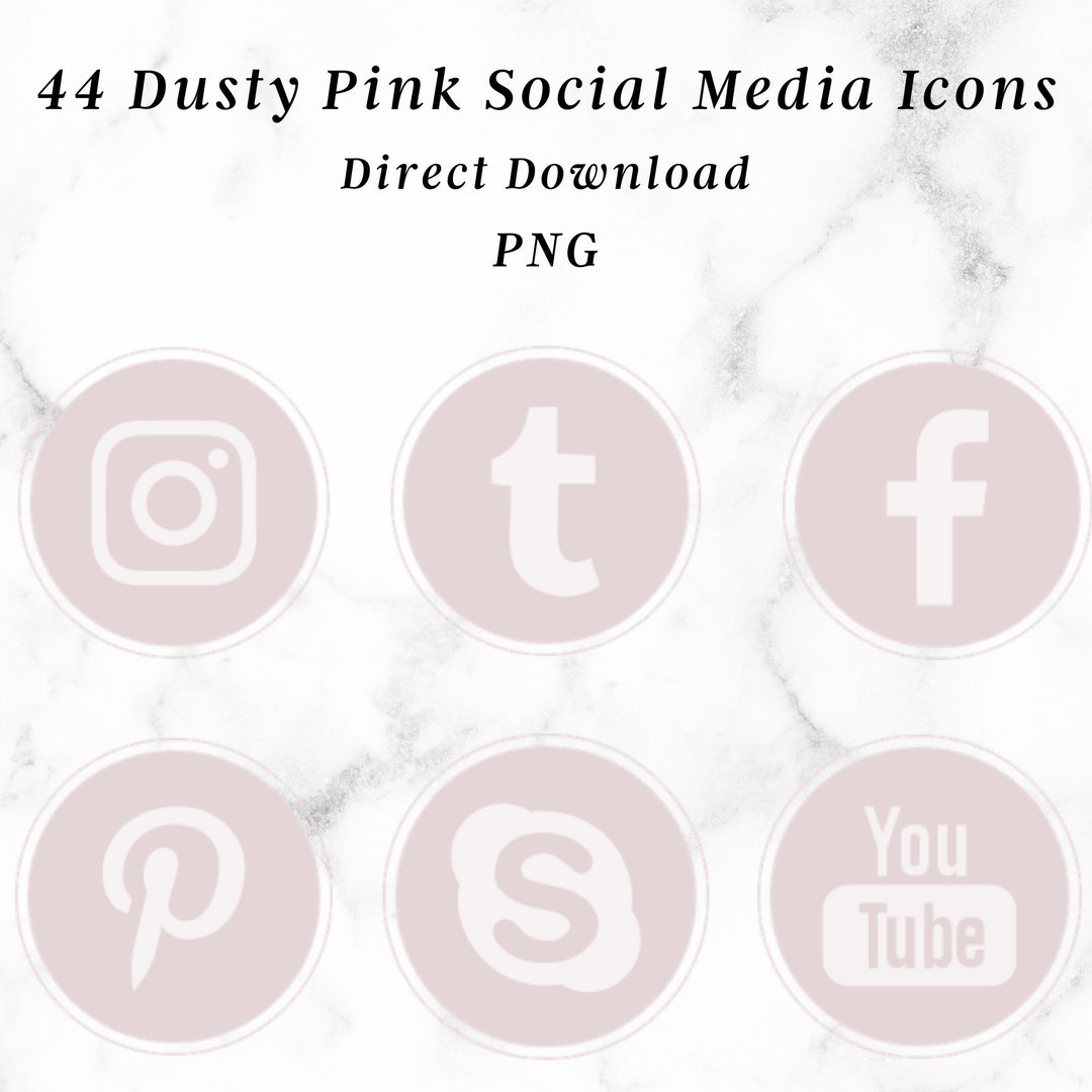 Light Pink Social Media Icons, Dusty Rose Social Media Icons - Etsy