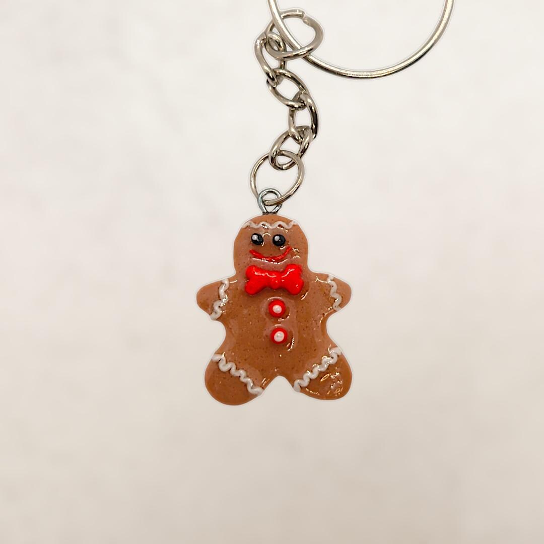Little Gingerbread Man With Bow Tie Cookie Keychain Keyring Cute ...