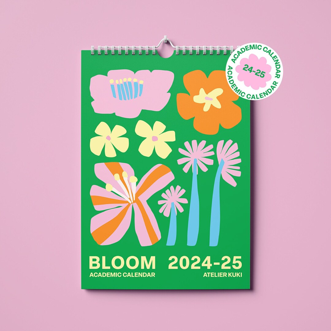 Academic Bloom Calendar 2024-2025 12 Month Wall Calendar A4 Calendar ...