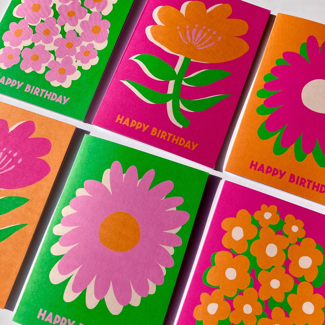 Bloom Birthday Card Set Set of 6 Cards Botanical Design - Etsy