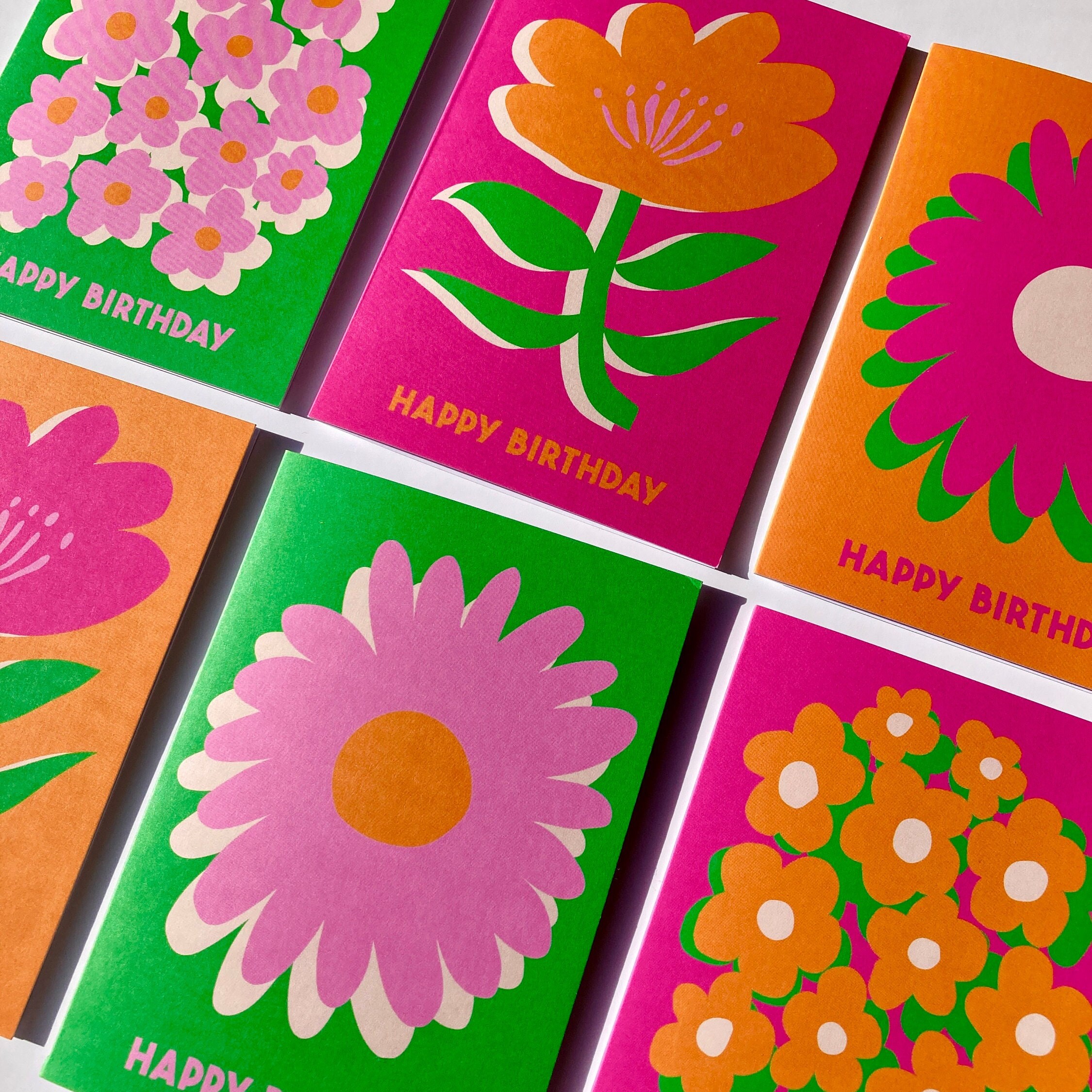 Bloom Birthday Card Set Set of 6 Cards Botanical Design - Etsy