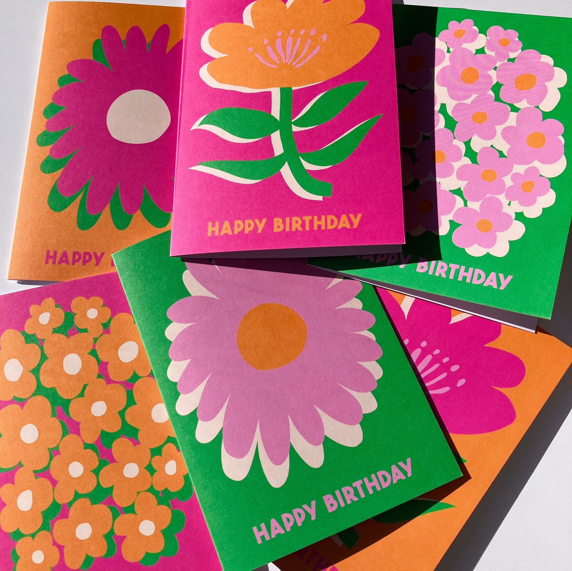 Bloom Birthday Card Set Set of 6 Cards Botanical Design - Etsy