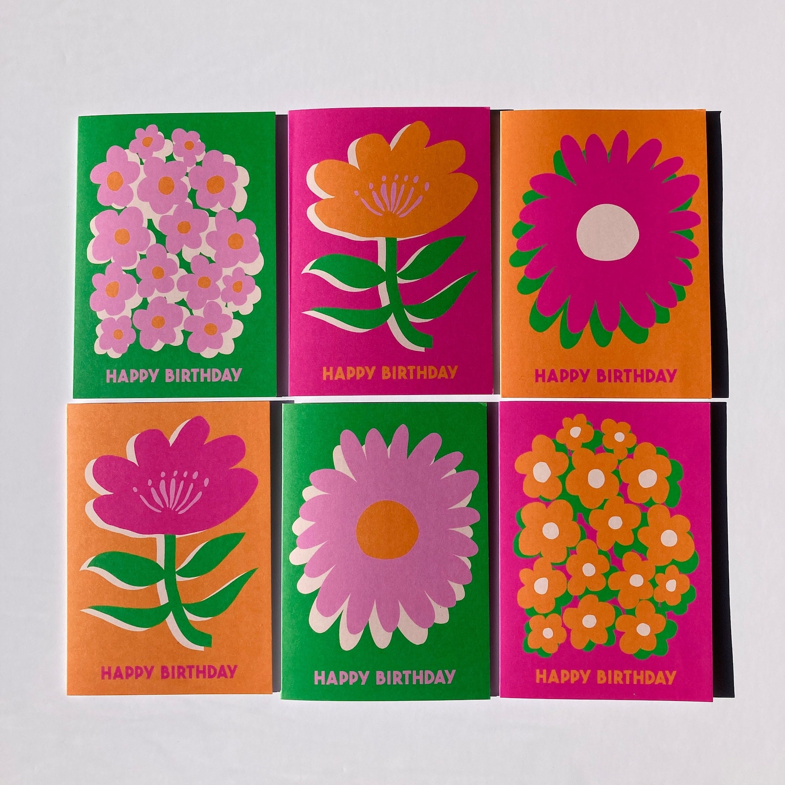 Bloom Birthday Card Set Set of 6 Cards Botanical Design - Etsy