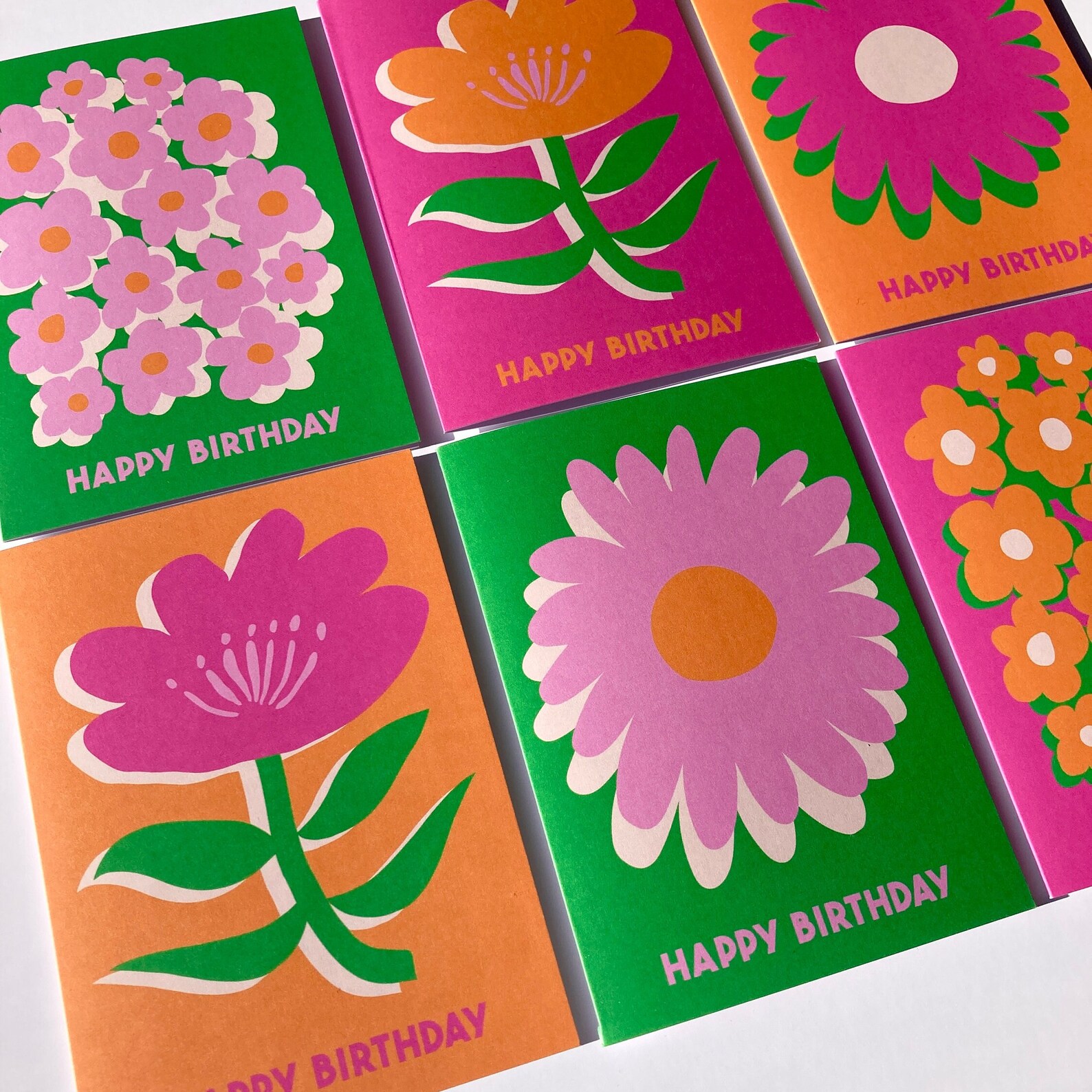 Bloom Birthday Card Set Set of 6 Cards Botanical Design - Etsy