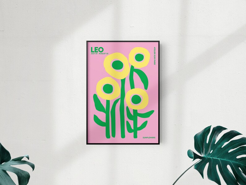 Leo Print Zodiac Poster Gift Astrology Wall Decor Zodiac - Etsy