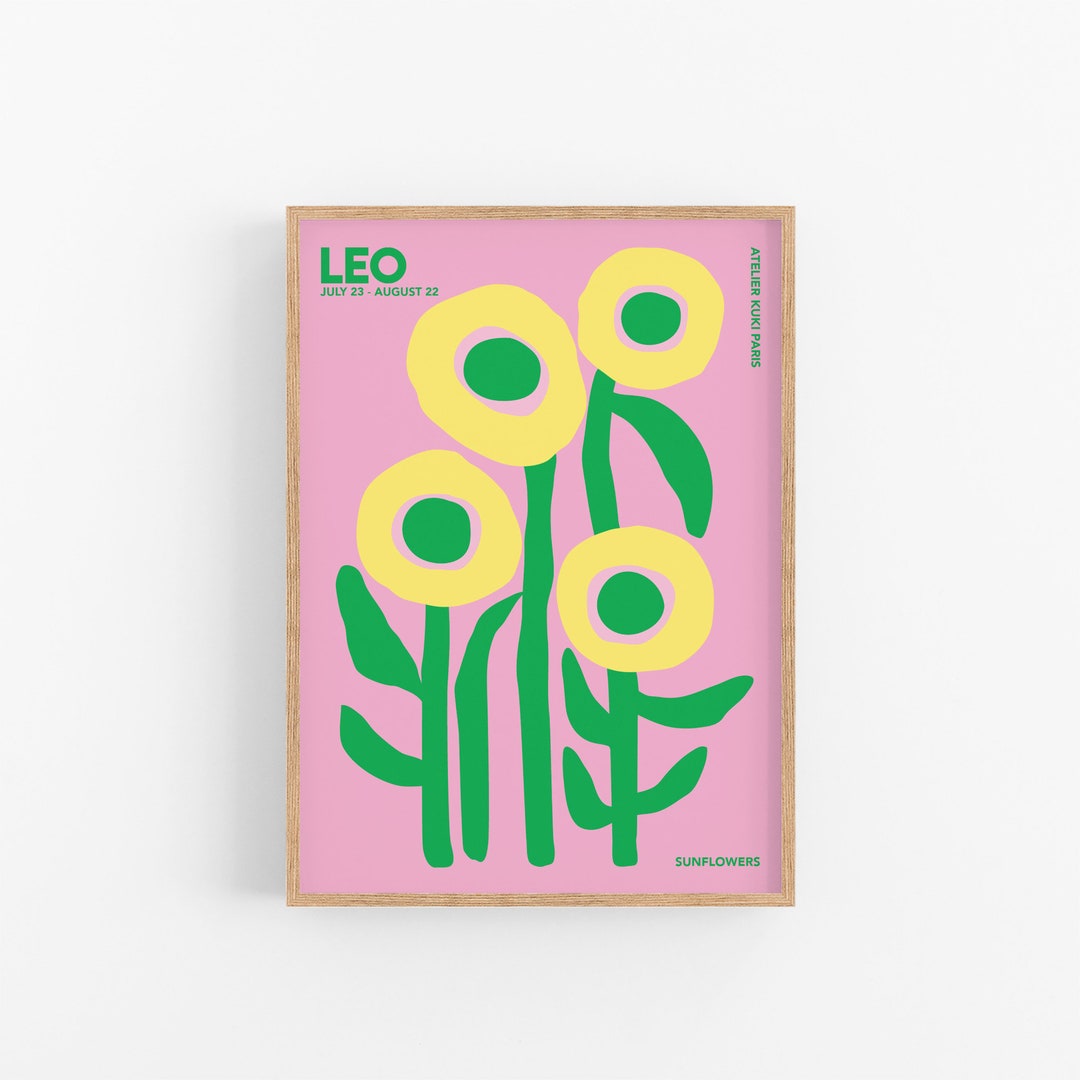 Leo Print Zodiac Poster Gift Astrology Wall Decor Zodiac - Etsy